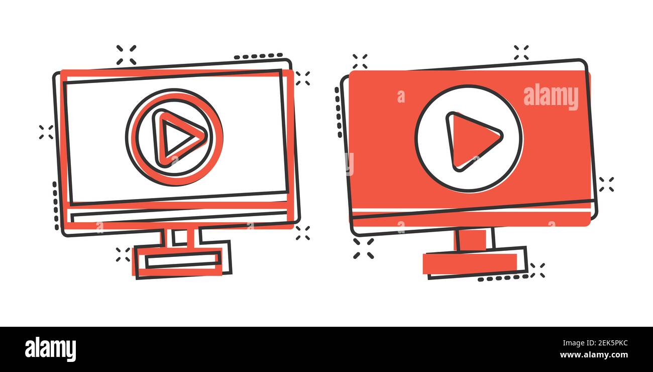 Tv screen icon in comic style. Video cartoon vector illustration on ...