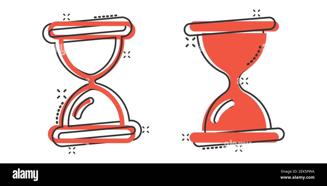 Hourglass icon in comic style. Sandglass cartoon vector illustration on ...