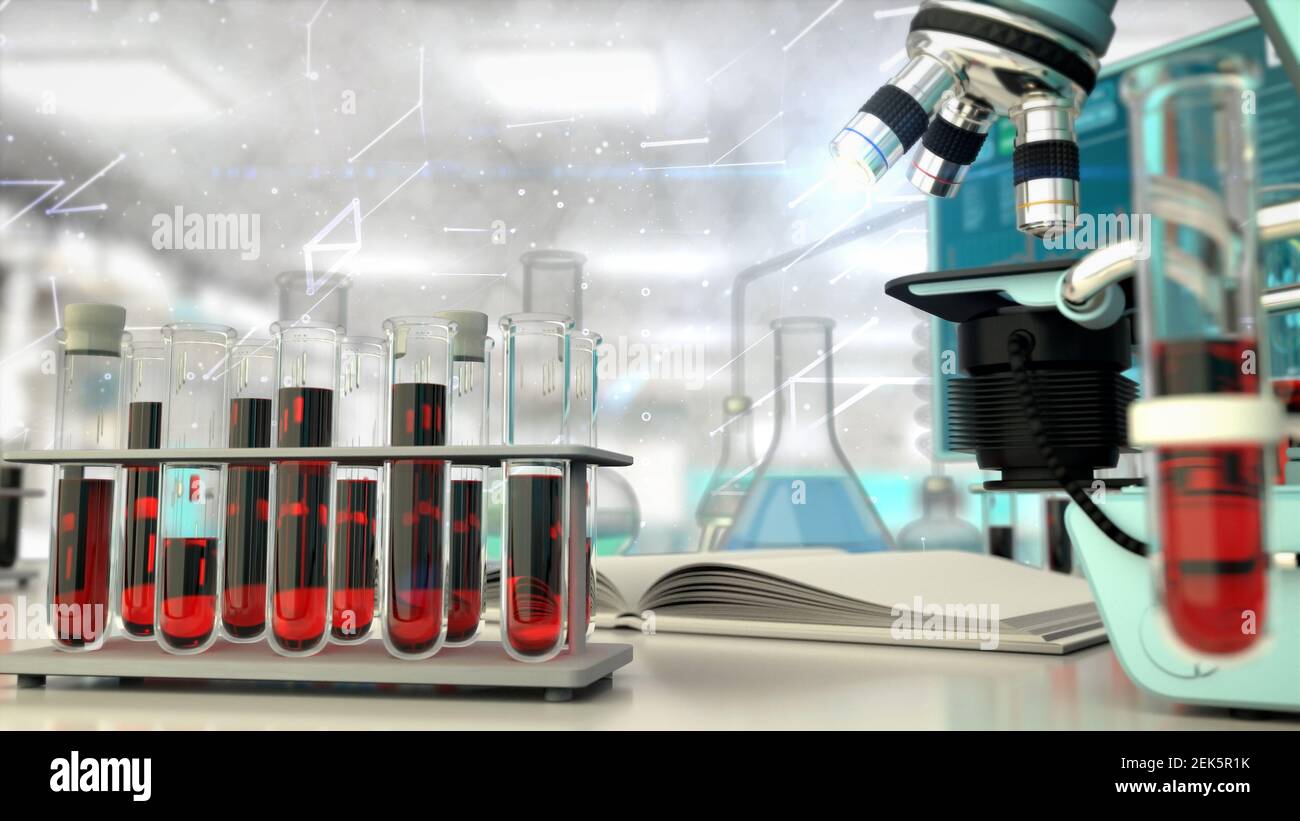 cg medical 3D illustration, medical blood examination backdrop Stock ...