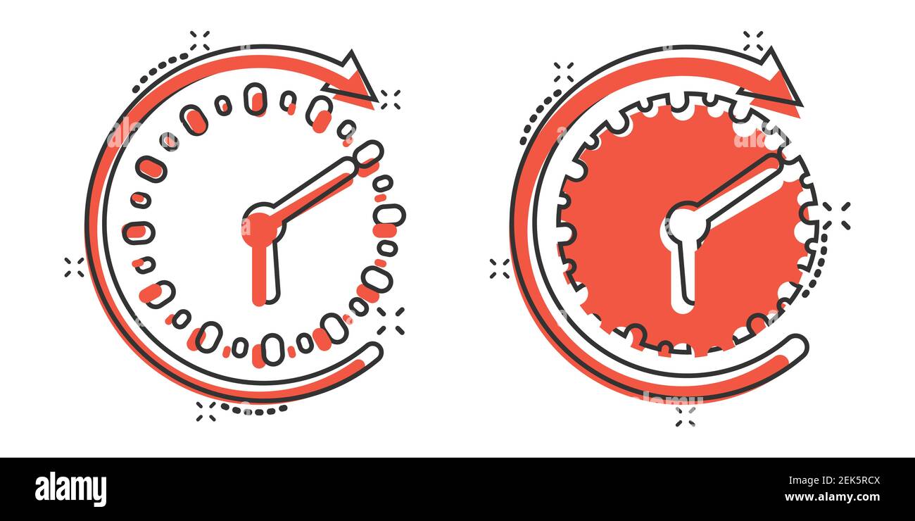 Clock icon in comic style. Watch cartoon vector illustration on white ...
