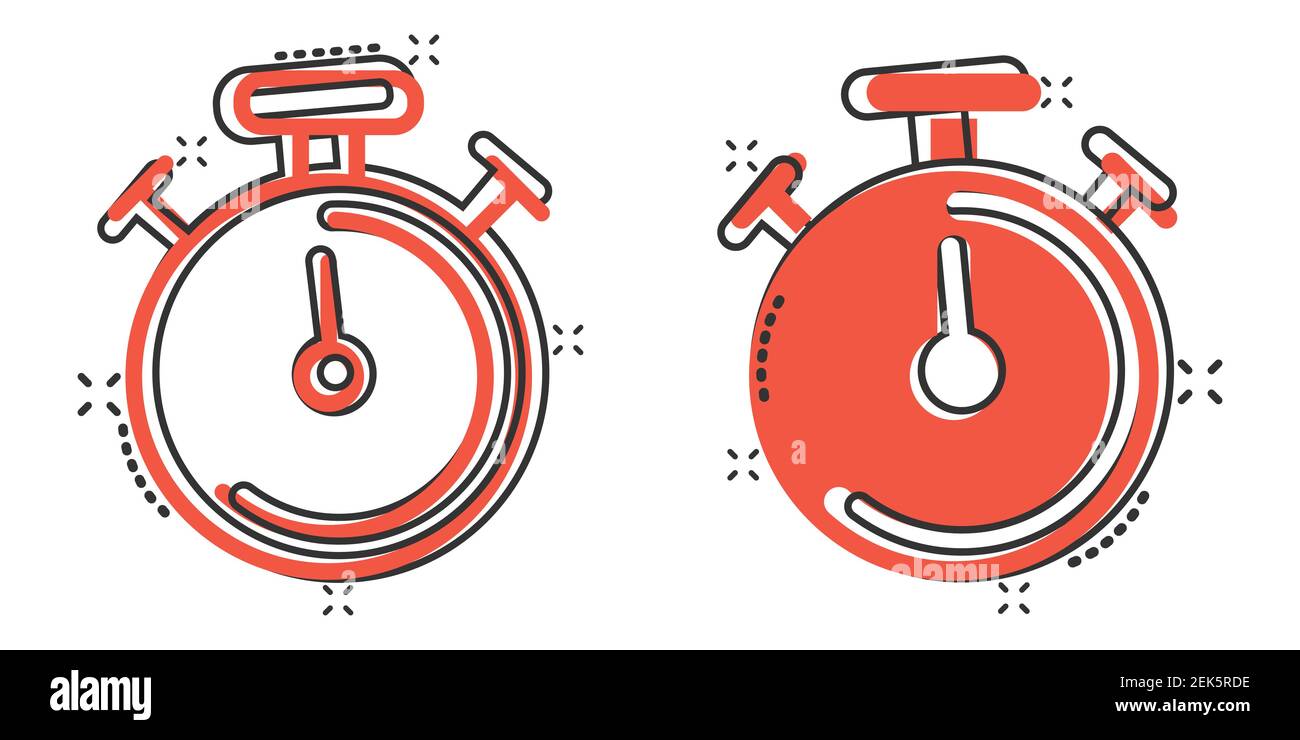 Clock icon in comic style. Watch cartoon vector illustration on white ...