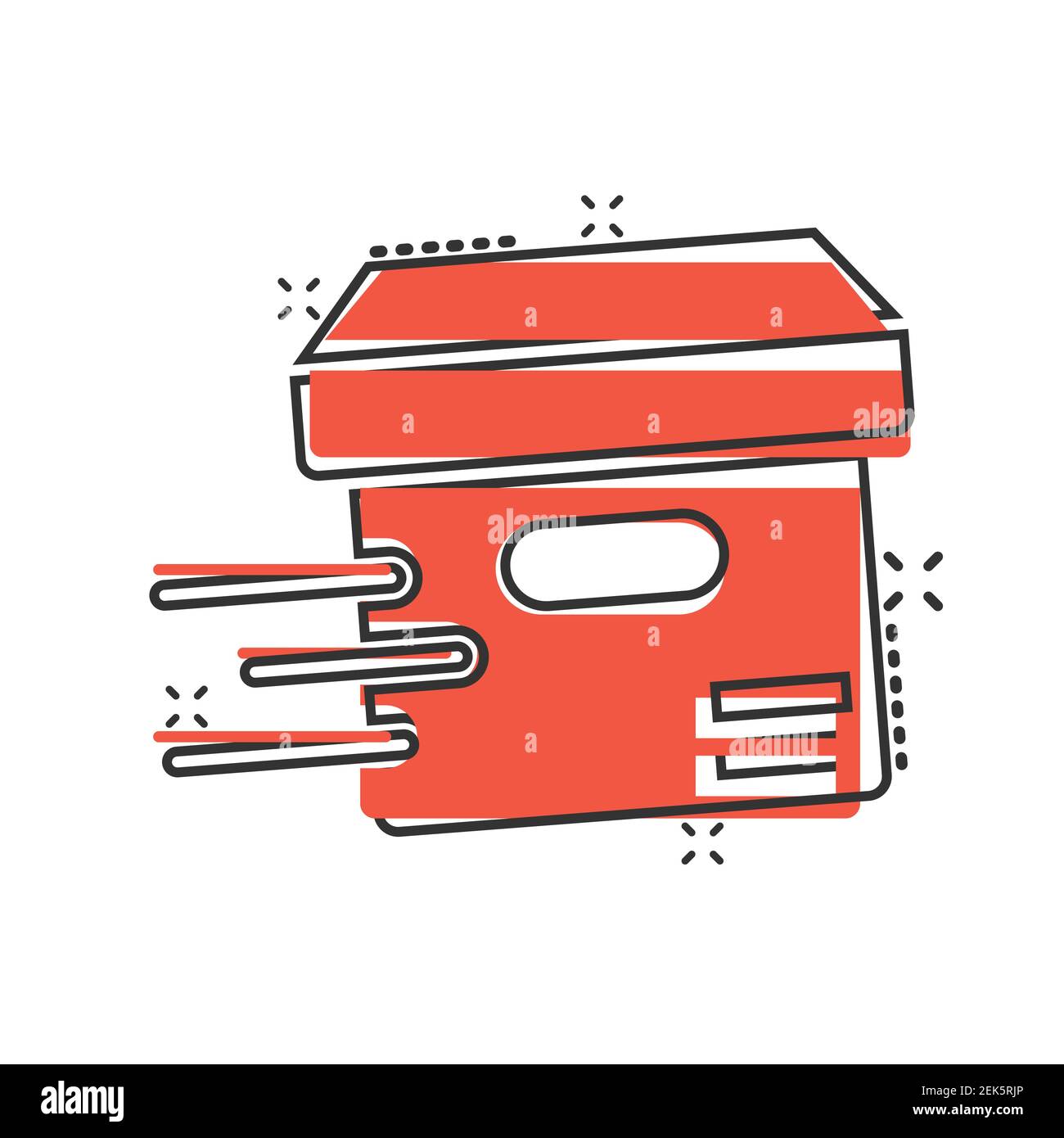 Shipping box icon in comic style. Container cartoon vector illustration ...