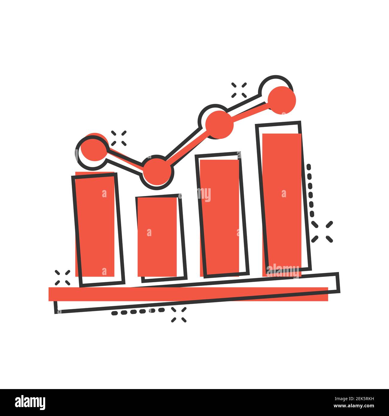 Growing bar graph icon in comic style. Increase arrow cartoon vector ...