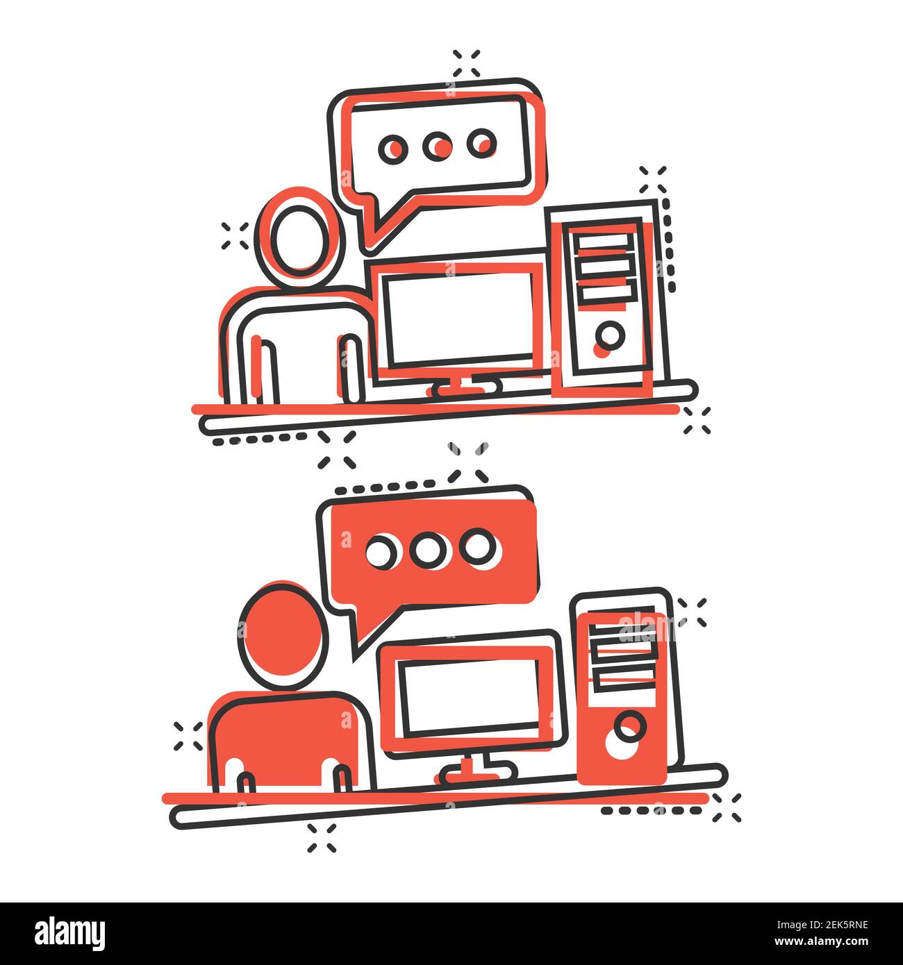 People with laptop computer icon in comic style. Pc user cartoon vector ...