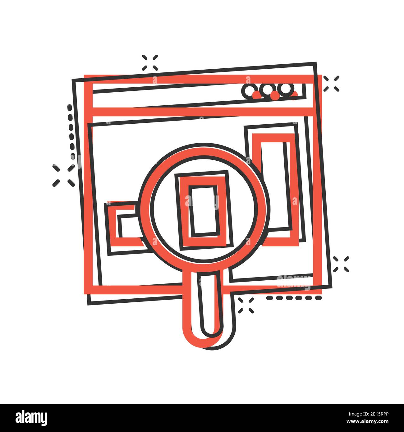 Market trend icon in comic style. Growth arrow with magnifier cartoon ...