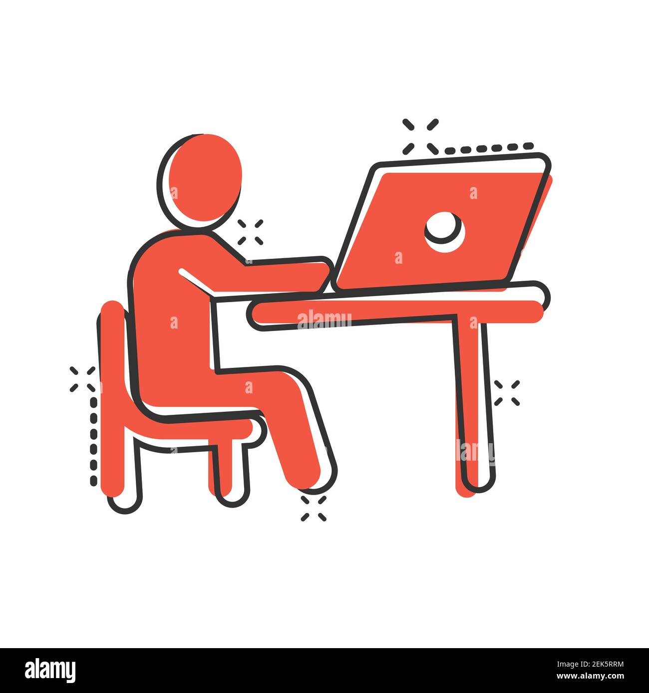 People with laptop computer icon in comic style. Pc user cartoon vector ...