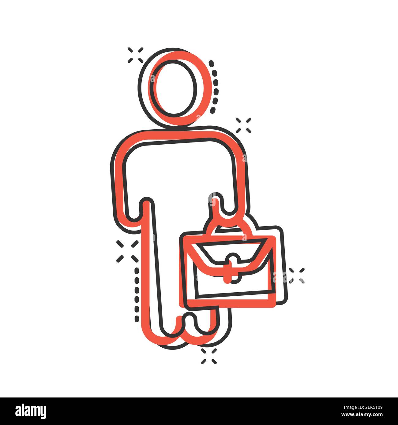Businessman with briefcase icon in comic style. People manager cartoon ...