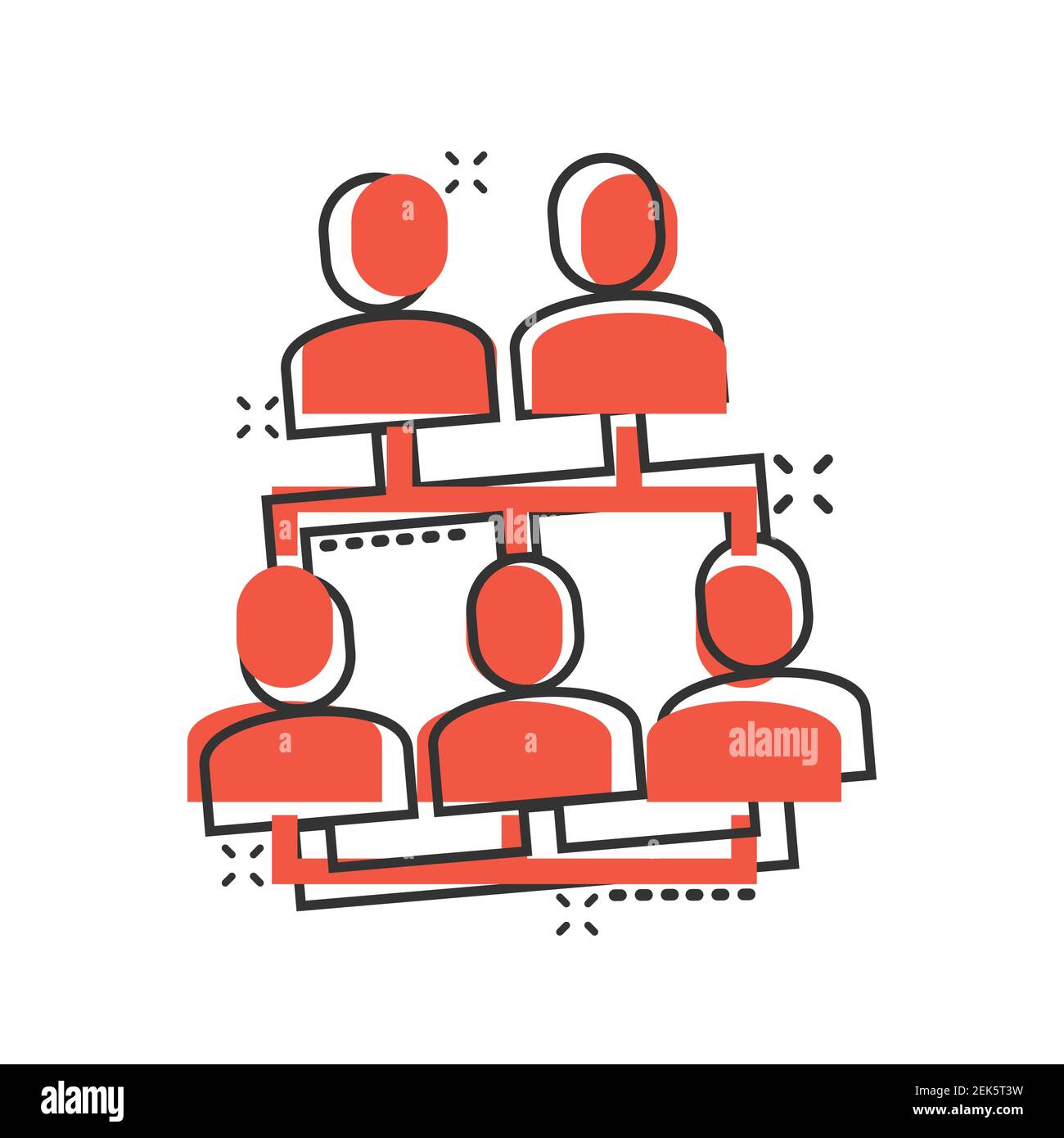 Corporate organization chart with business people vector icon in comic ...
