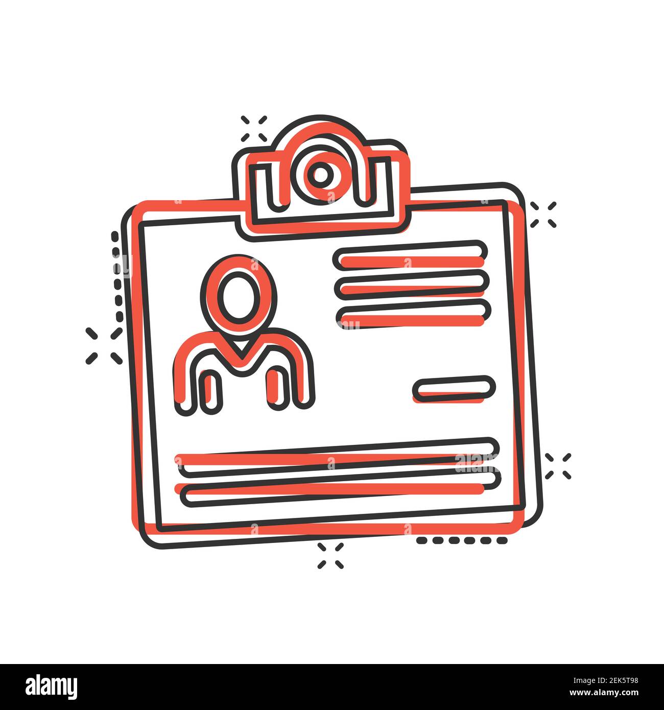 Id card icon in comic style. Identity tag cartoon vector illustration ...