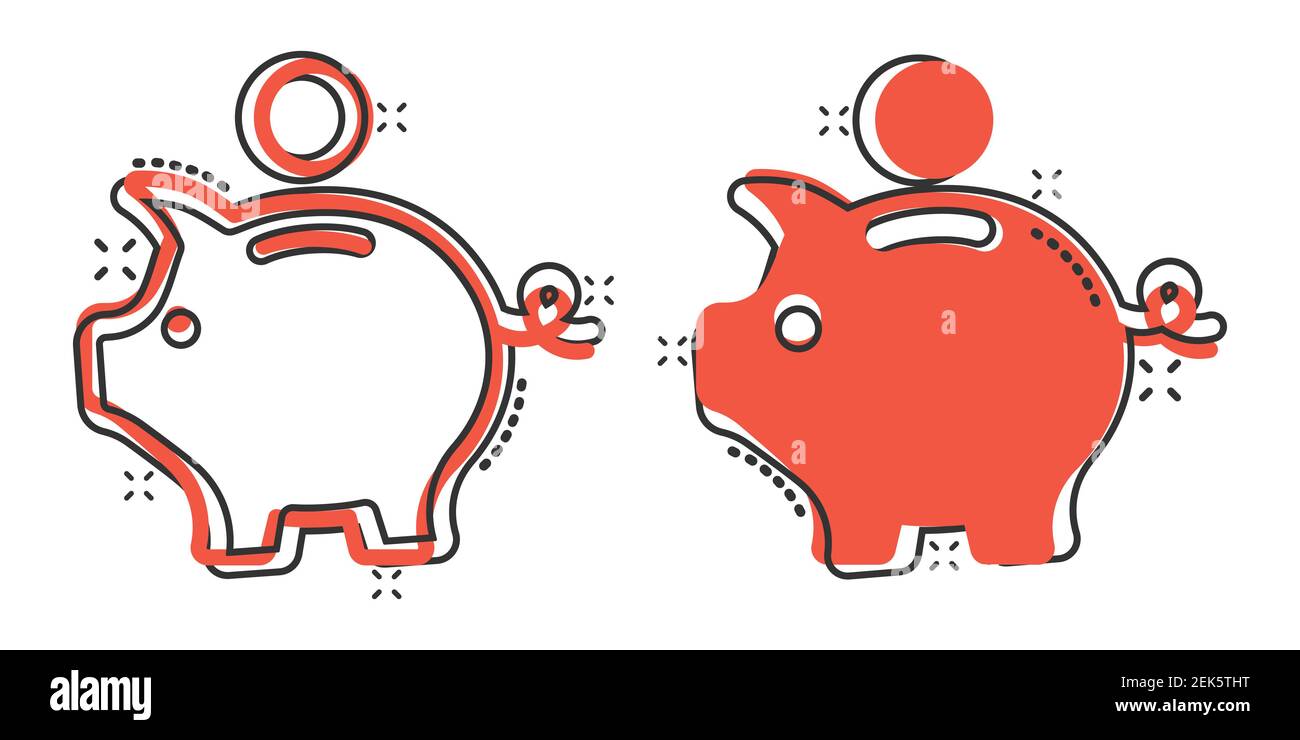 Money box icon in comic style. Pig container cartoon vector ...