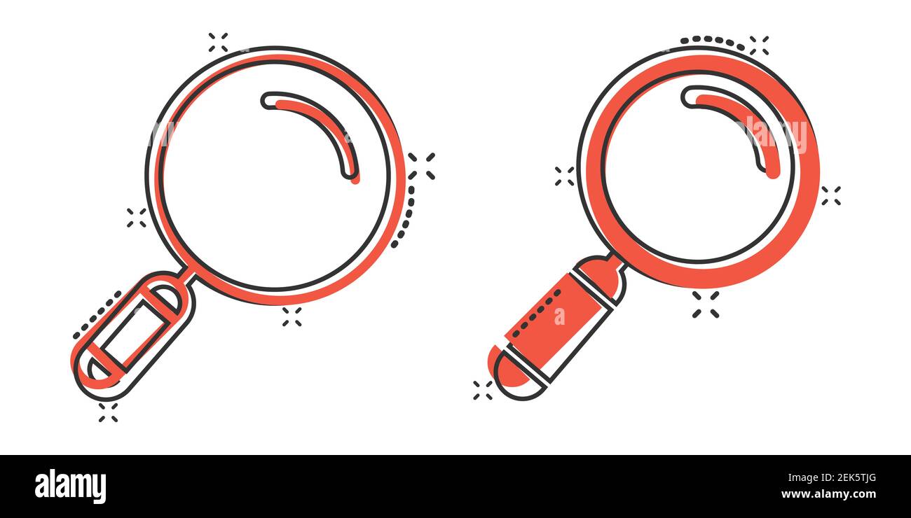 Loupe sign icon in comic style. Magnifier cartoon vector illustration ...