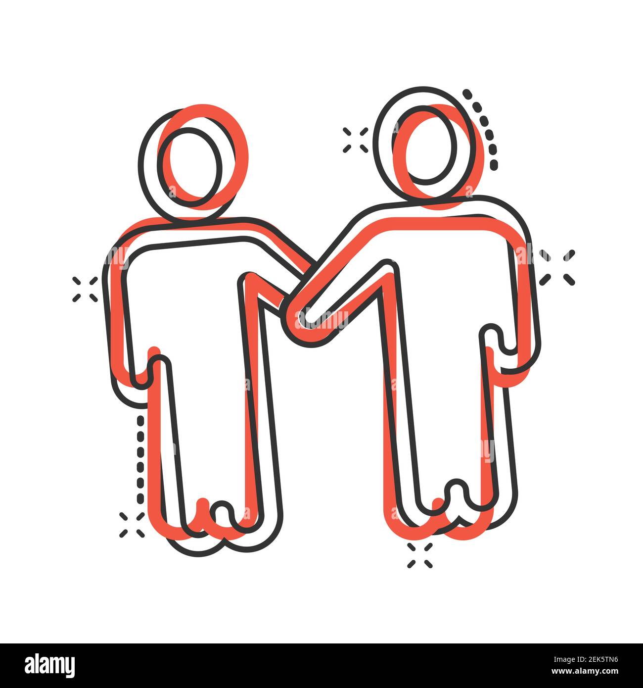 Greetings gesture icon in comic style. People handshake cartoon vector ...