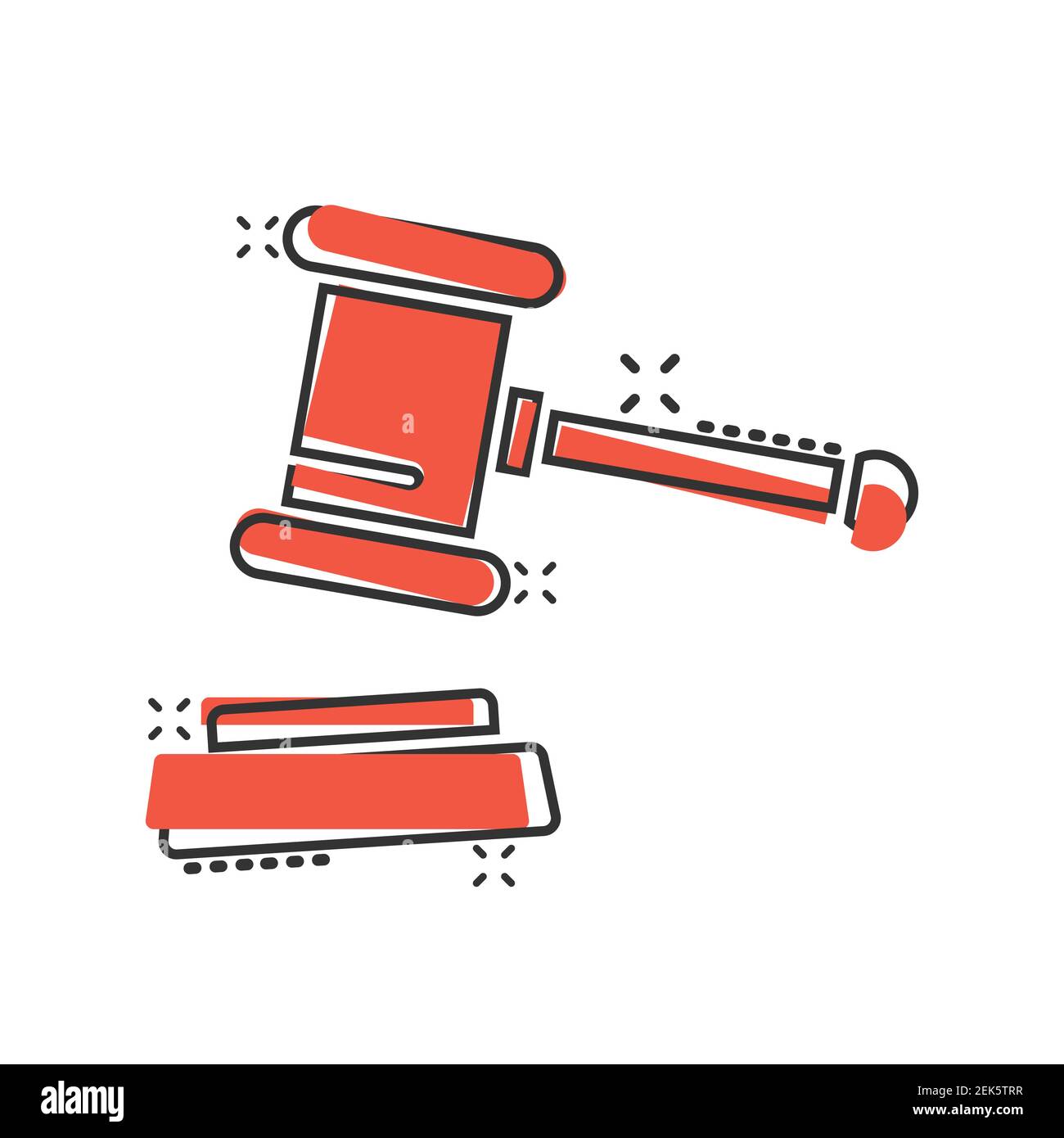 Auction hammer icon in comic style. Court sign cartoon vector ...