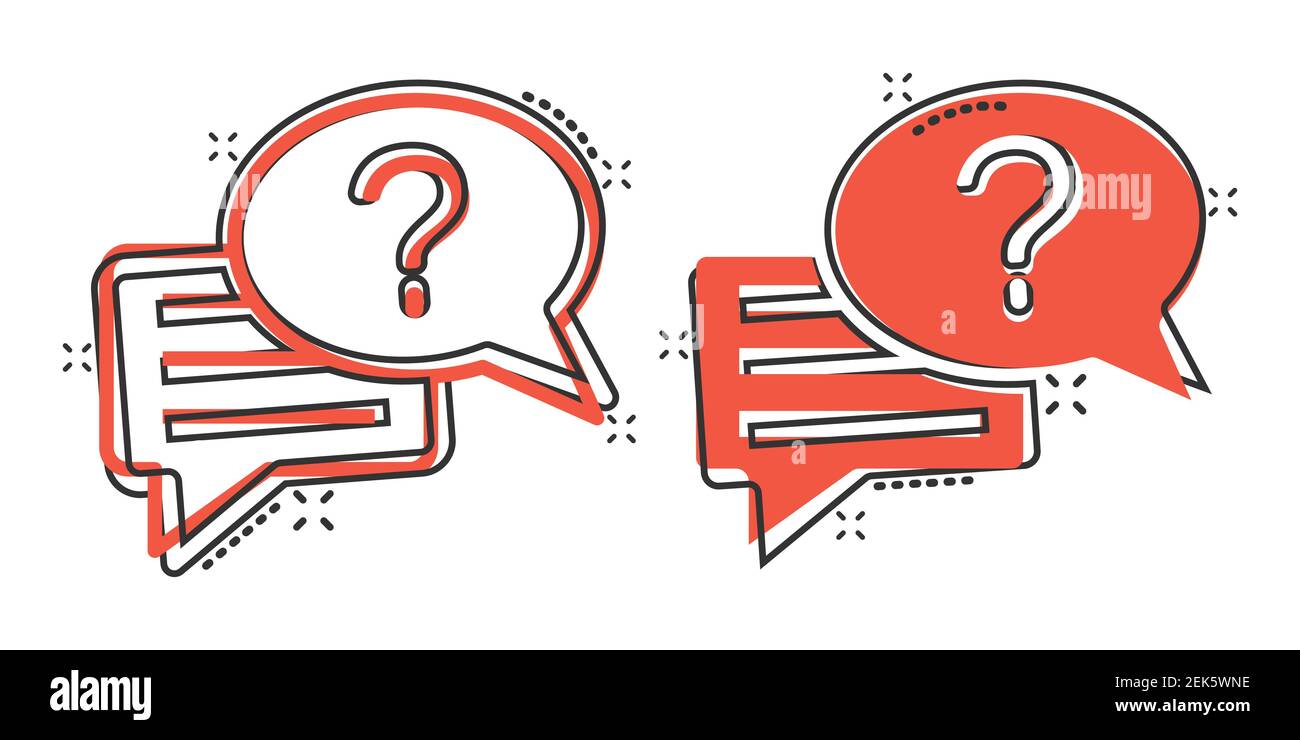 Question mark icon in comic style. Discussion speech bubble cartoon ...
