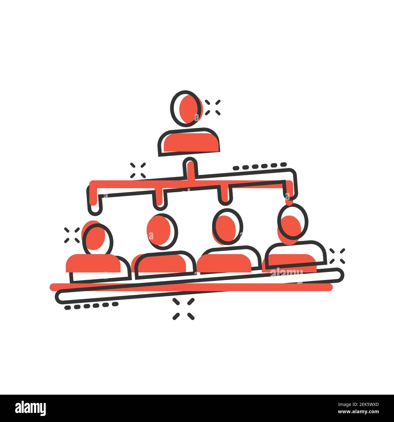 Corporate organization chart with business people vector icon in comic ...