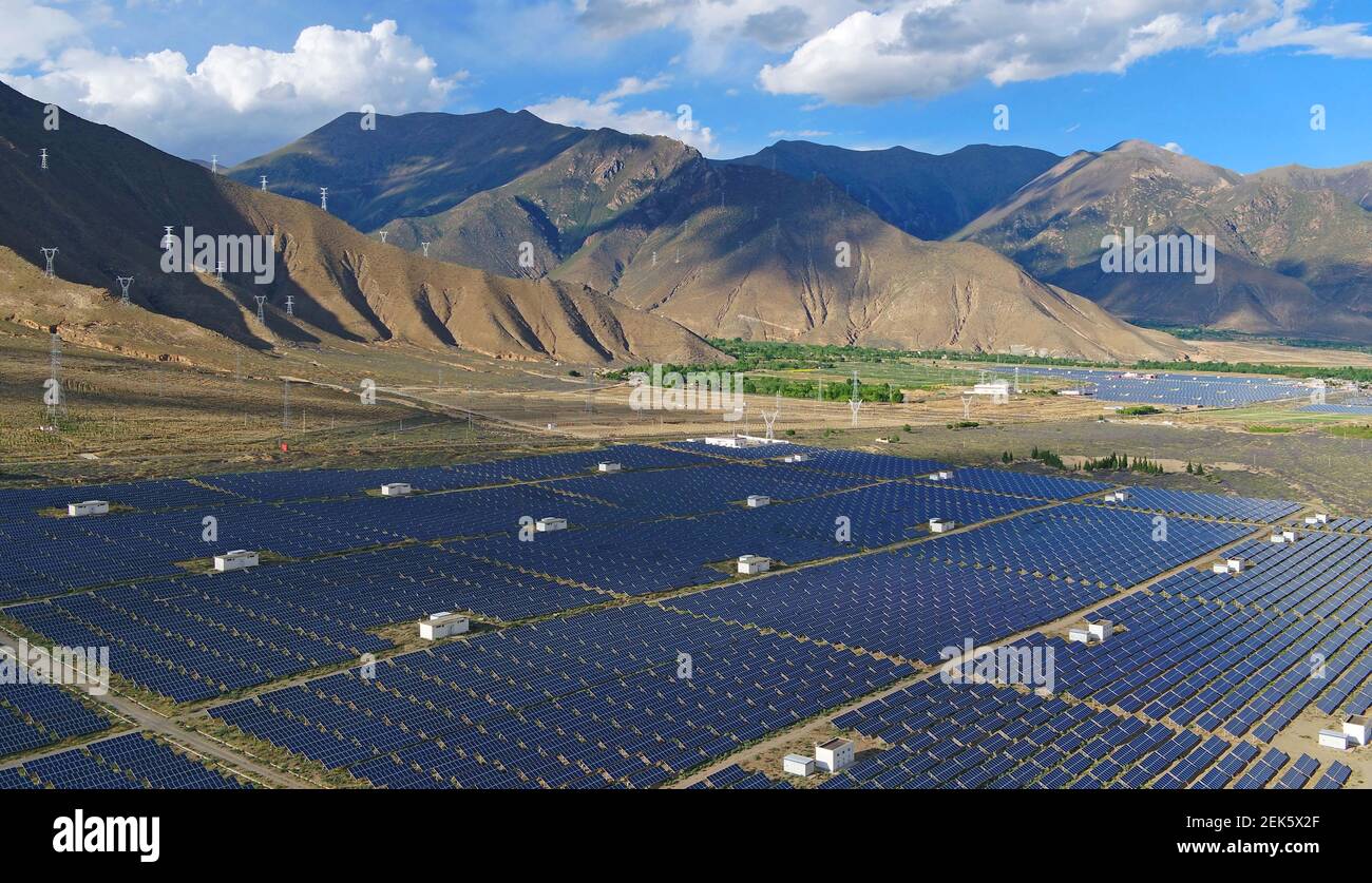 SHANNAN, CHINA - JUNE 13, 2020 - Poverty alleviation photovoltaic power ...