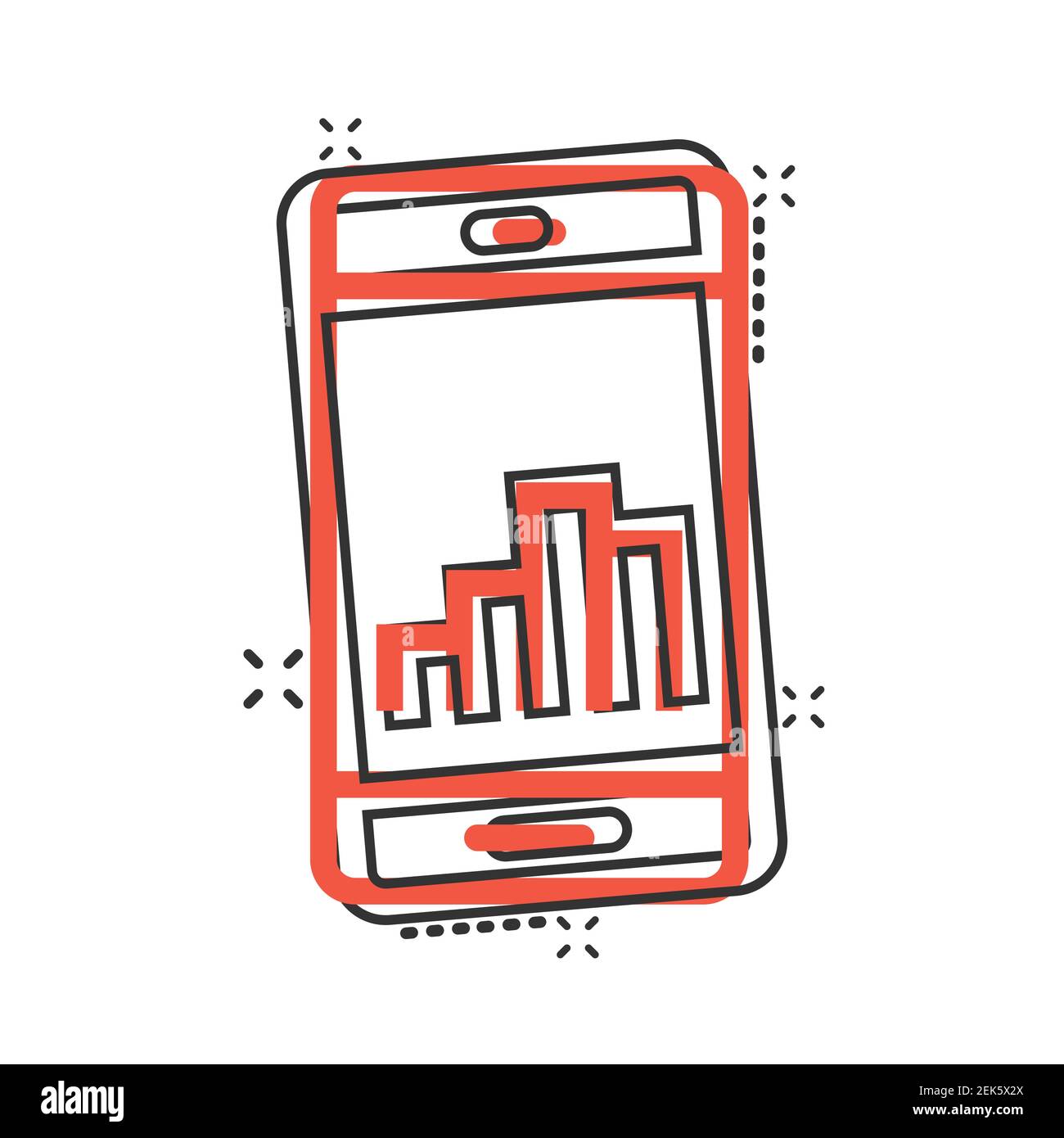 Phone diagram icon in comic style. Smartphone growth statistic cartoon ...