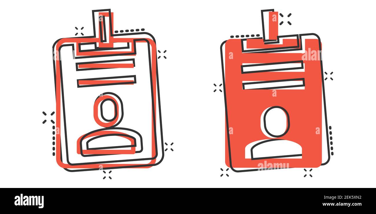 Id card icon in comic style. Identity tag cartoon vector illustration ...