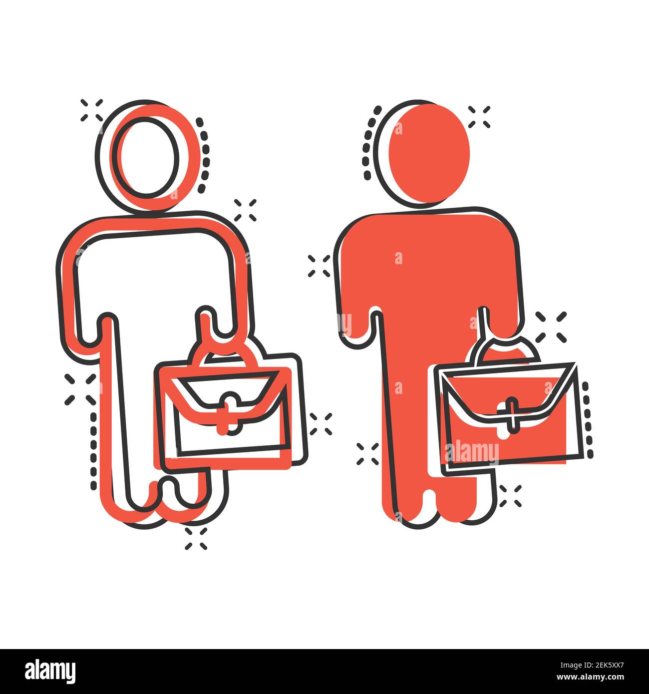 Businessman with briefcase icon in comic style. People manager cartoon ...