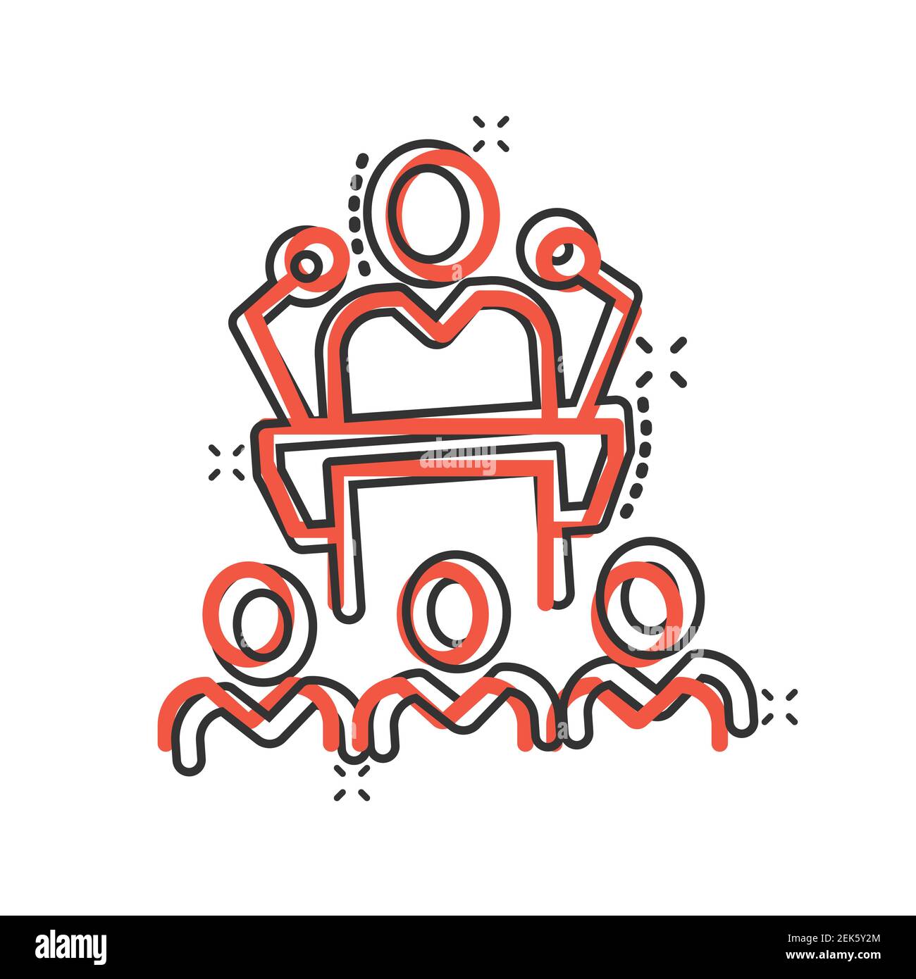 People on podium icon in comic style. Speaker cartoon vector ...