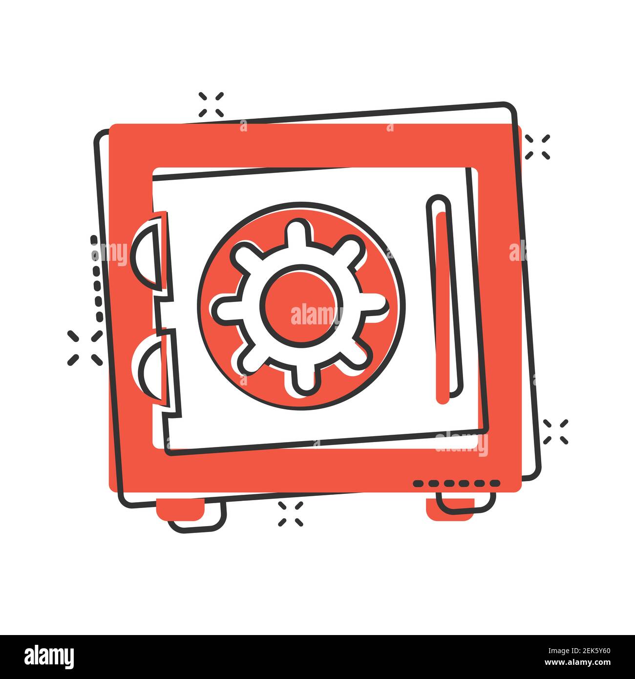 Safe money icon in comic style. Strongbox cartoon vector illustration ...