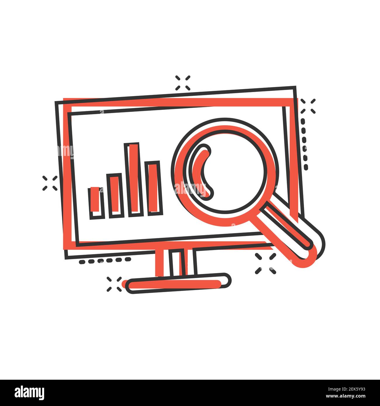 Website analytics icon in comic style. SEO data cartoon vector ...