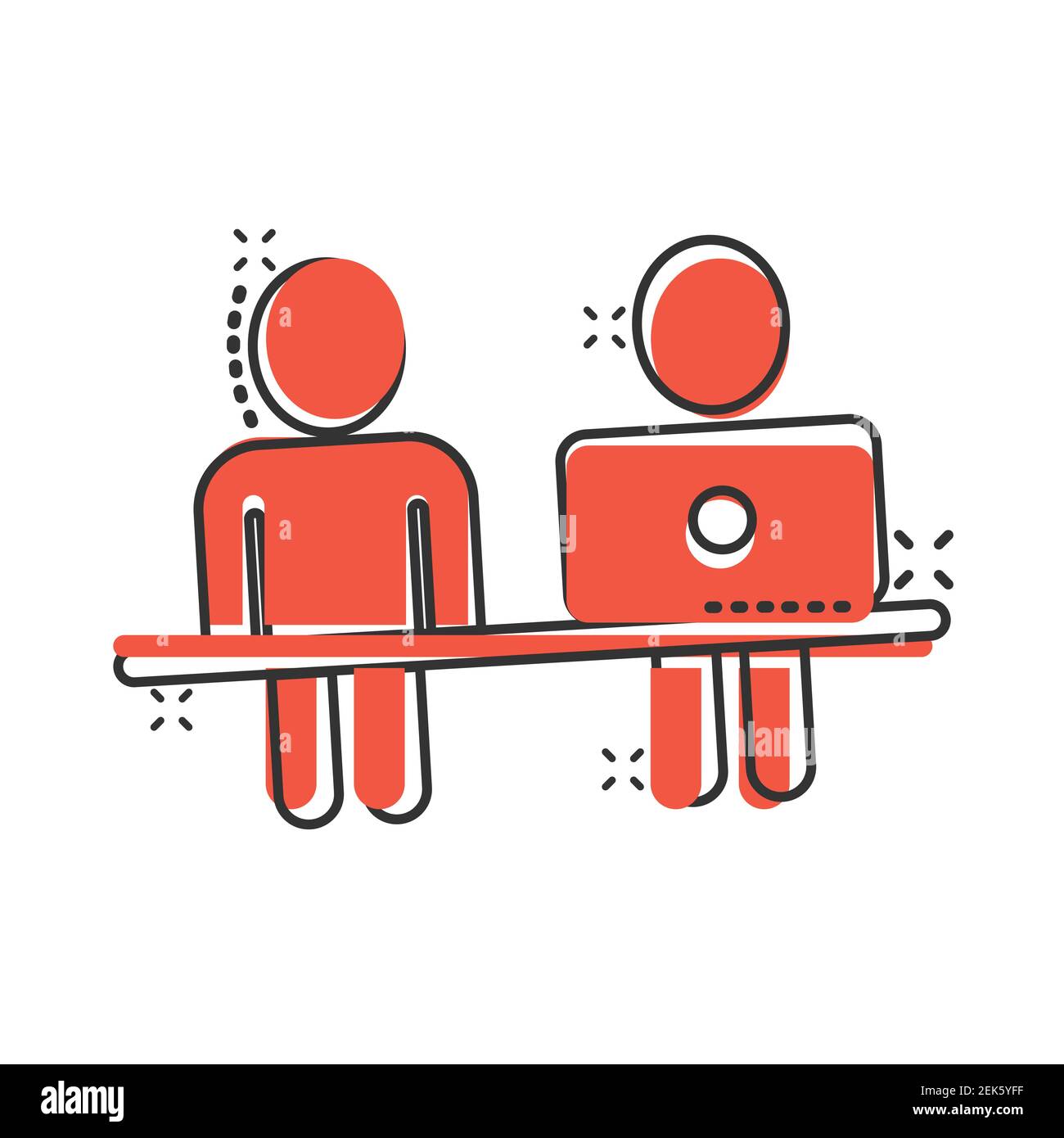 People with laptop computer icon in comic style. Pc user cartoon vector ...