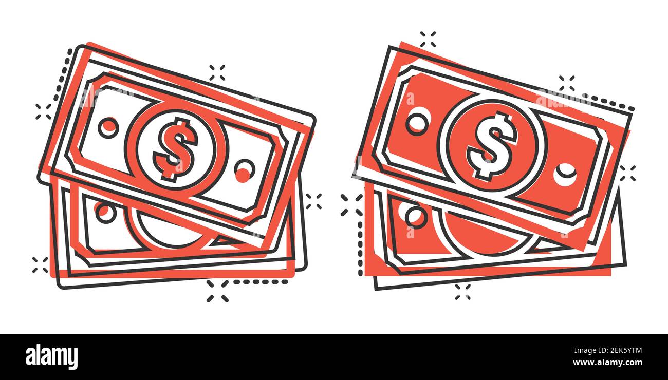Money currency banknote icon in comic style. Dollar cash cartoon vector ...