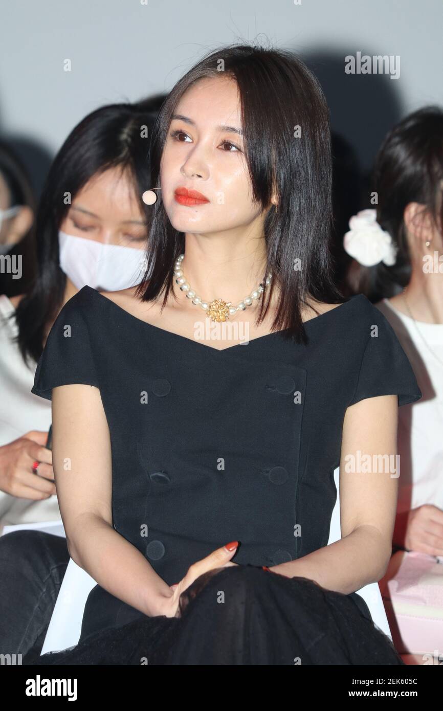 Chinese actress Wang Ziwen, also known as Olivia Wang, attends a forum activity in Shanghai ...