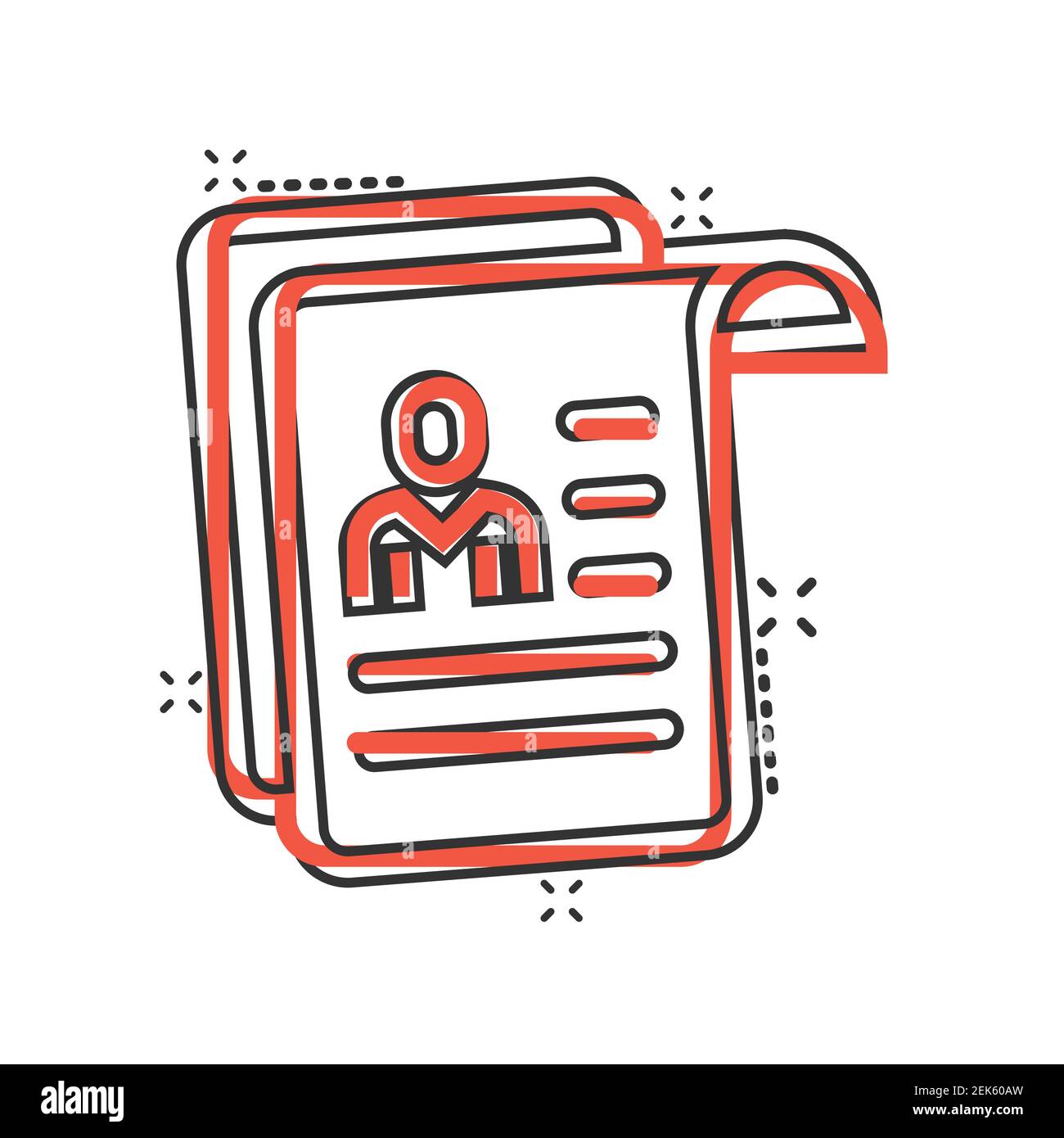 Resume icon in comic style. Contract document cartoon vector ...