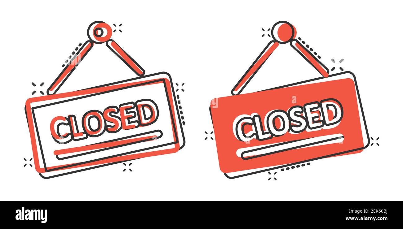 Closed sign icon in comic style. Accessibility cartoon vector ...