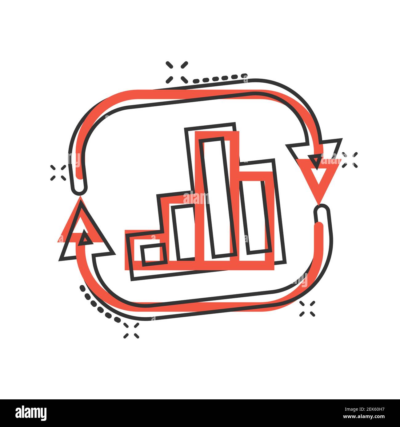 Growing bar graph icon in comic style. Increase arrow cartoon vector ...