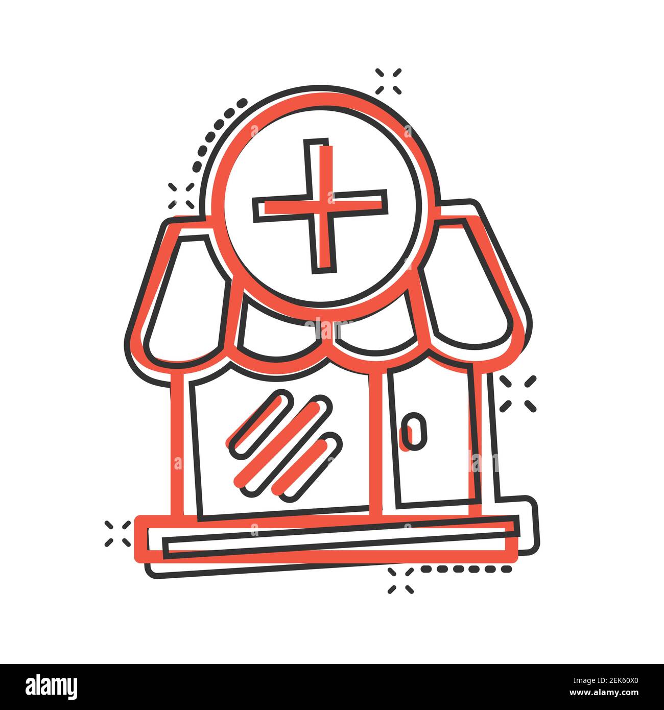 Mall icon in comic style. Store cartoon vector illustration on white ...