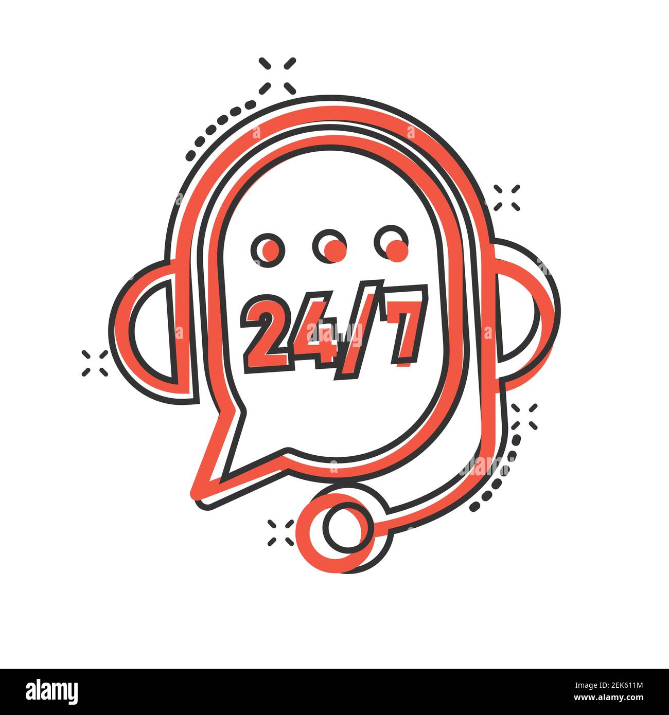 Helpdesk icon in comic style. Headphone cartoon vector illustration on ...