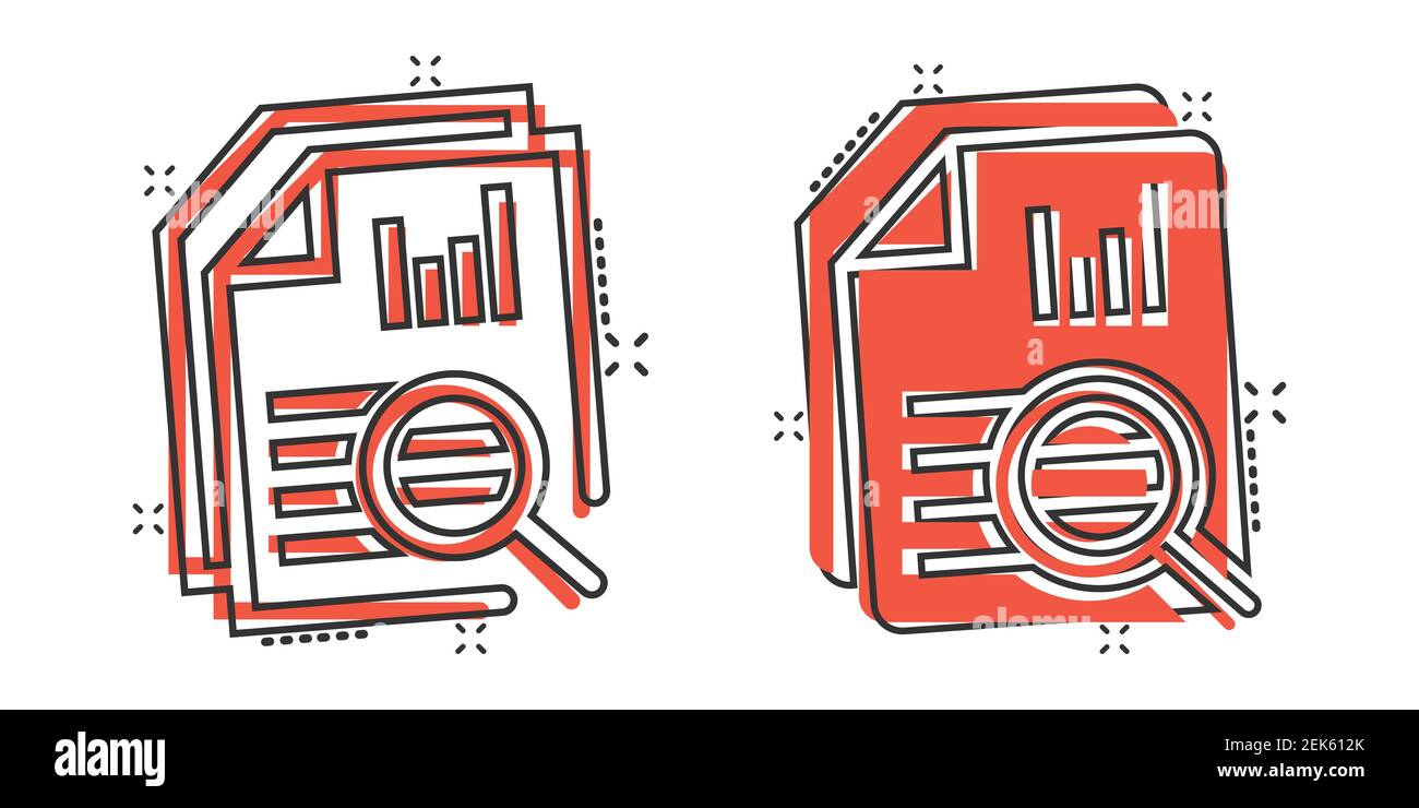 Financial statement icon in comic style. Result cartoon vector ...