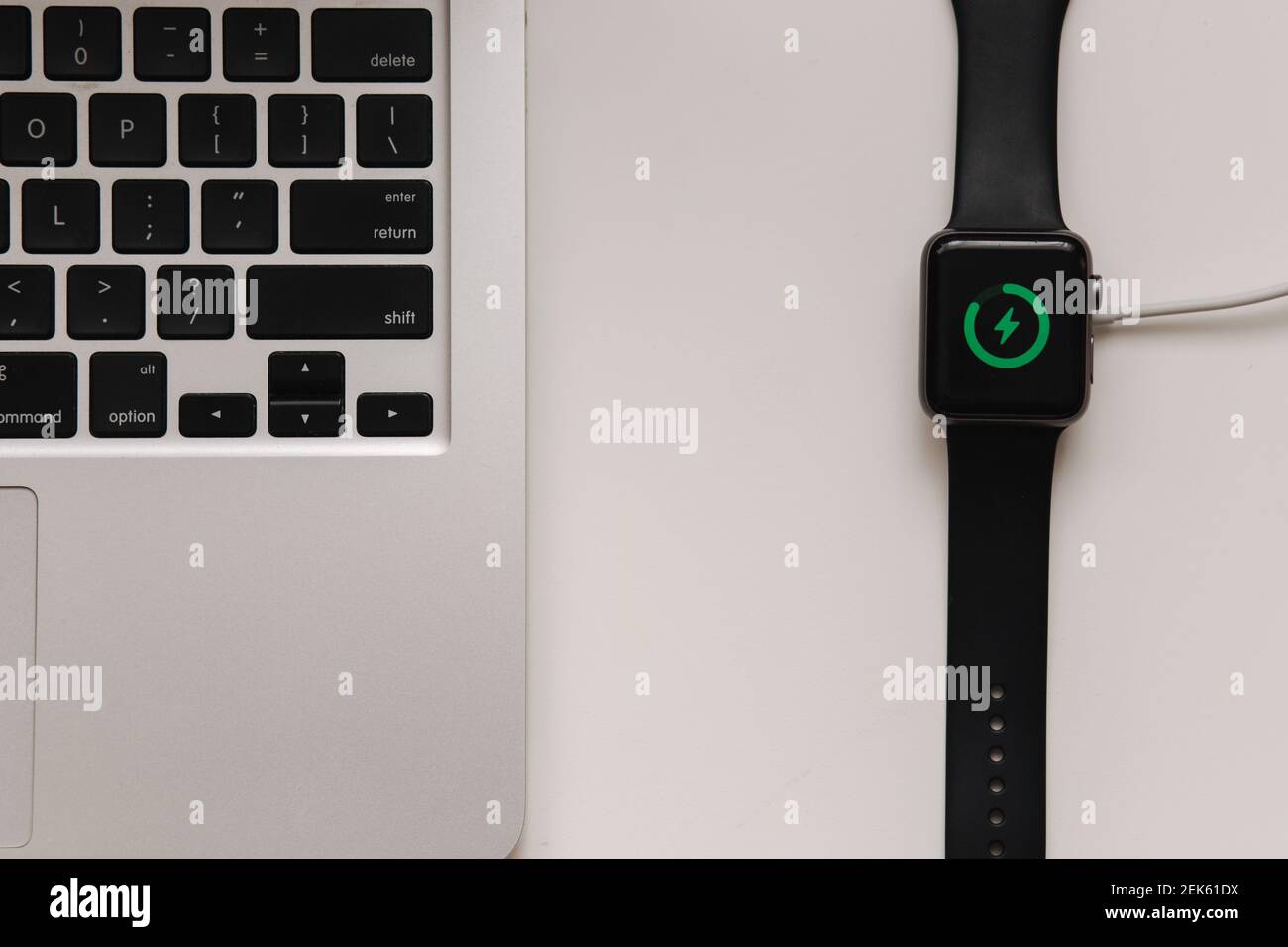 Smart watch on wireless charging with on-screen charging indicator ...
