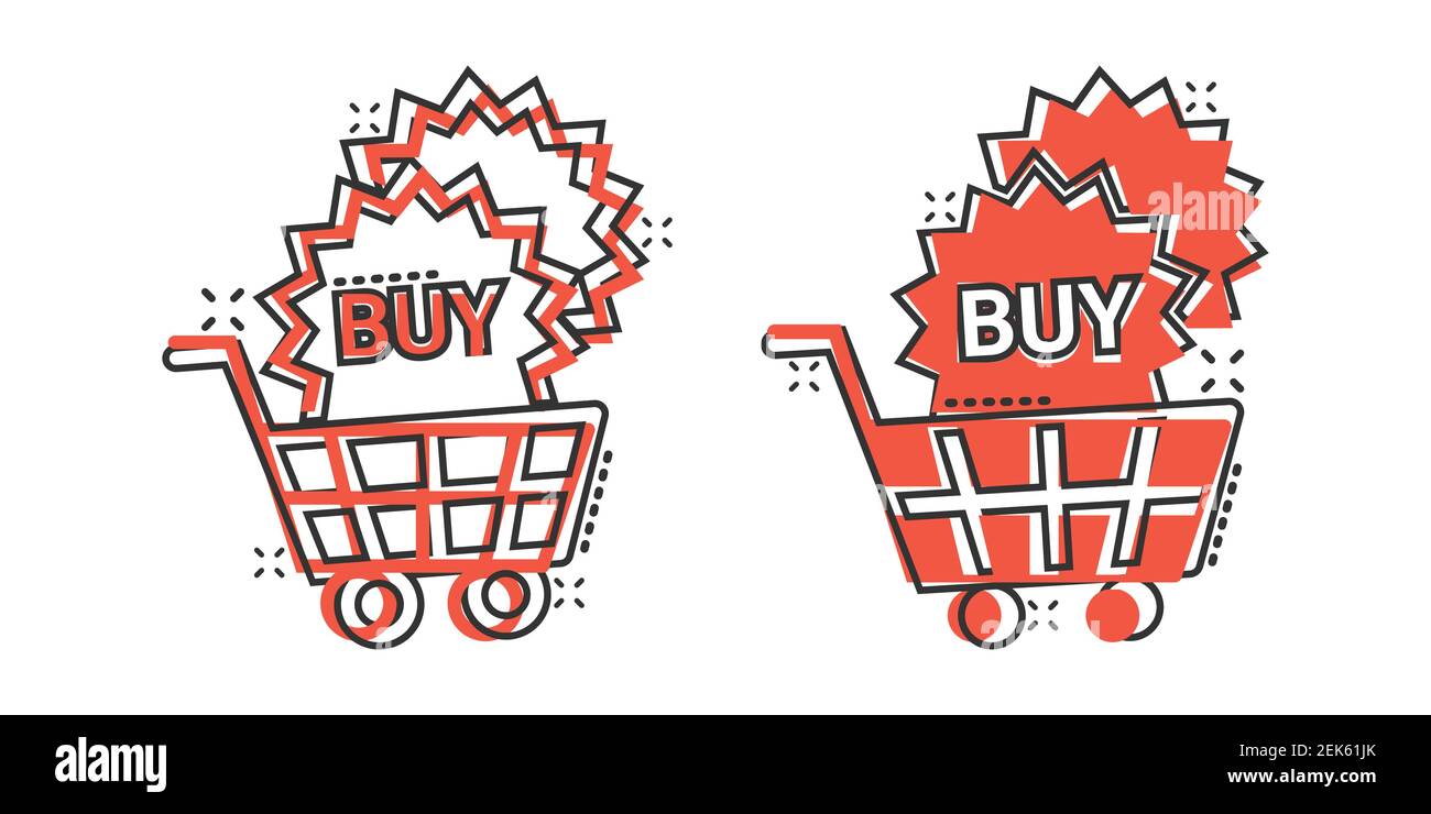Online shopping star icon in comic style. Buy button cartoon vector ...