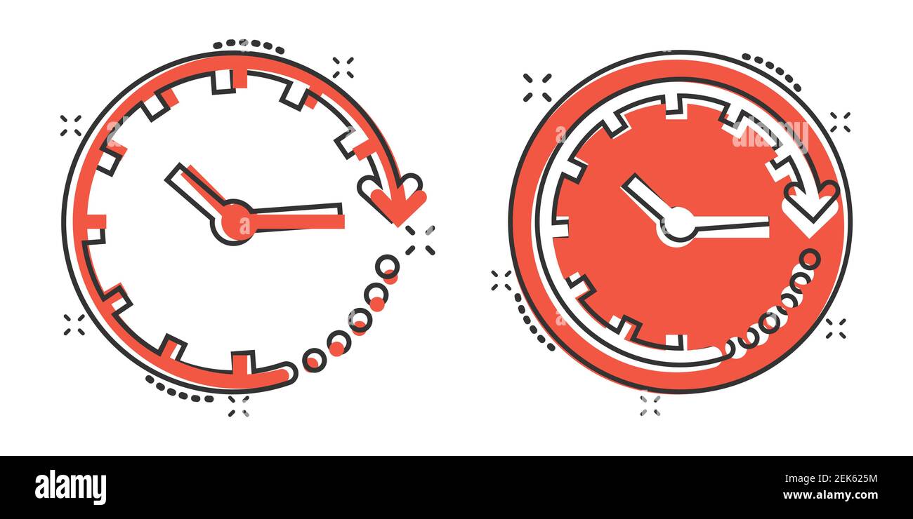 Clock icon in comic style. Watch cartoon vector illustration on white ...