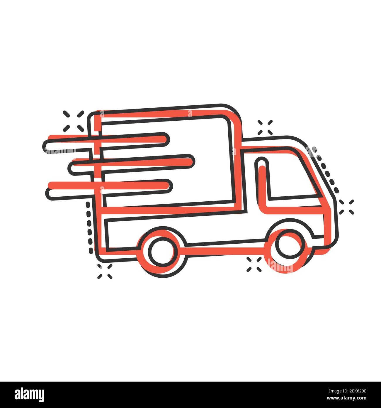 Delivery truck icon in comic style. Van cartoon vector illustration on ...