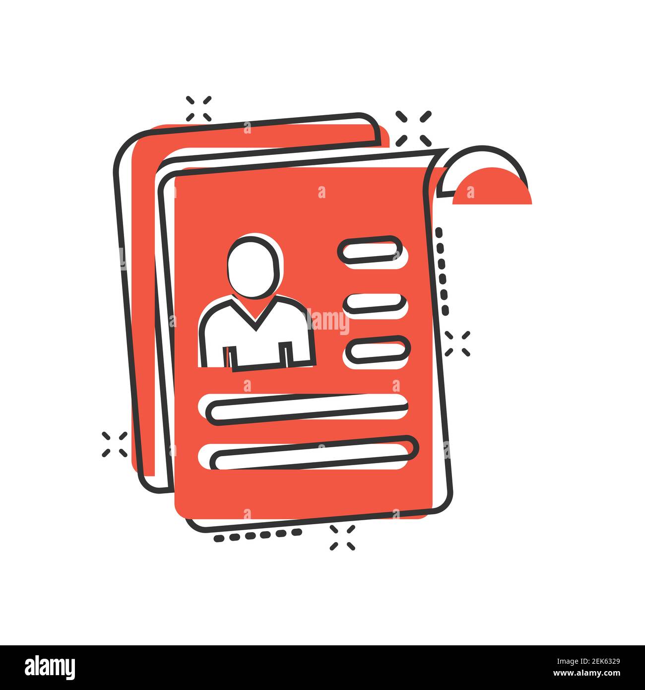 Resume icon in comic style. Contract document cartoon vector ...