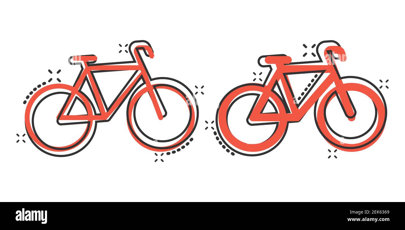 Bicycle icon in comic style. Bike cartoon vector illustration on white ...