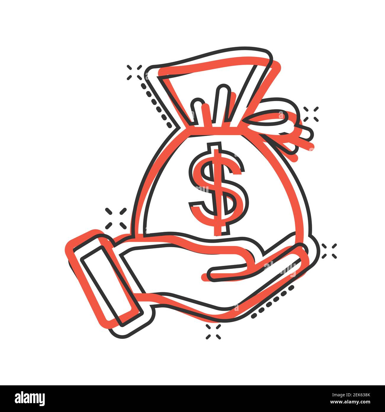Remuneration icon in comic style. Money in hand cartoon vector ...