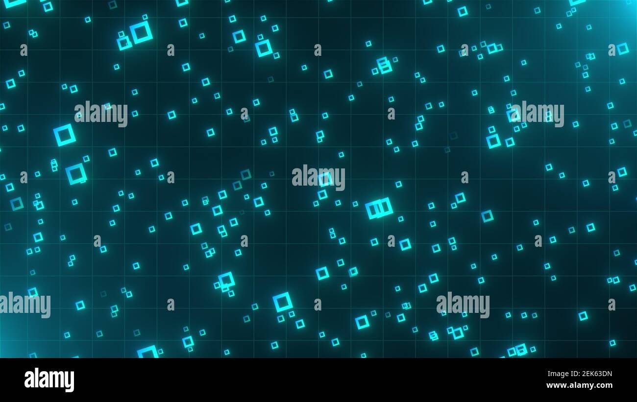 Digital background with thin lattice and geometric stroke particles. 3d ...