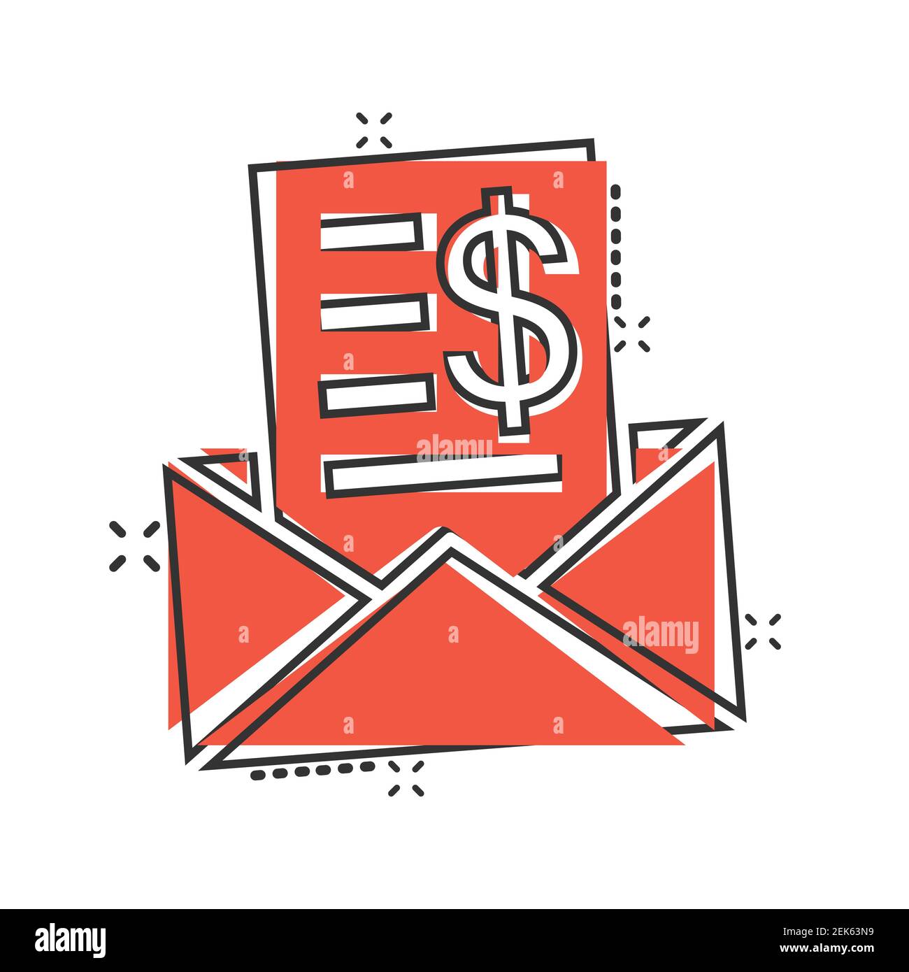 Envelope with money icon in comic style. E-mail cash cartoon vector ...