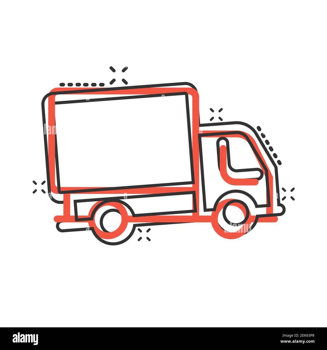 Delivery truck icon in comic style. Van cartoon vector illustration on ...