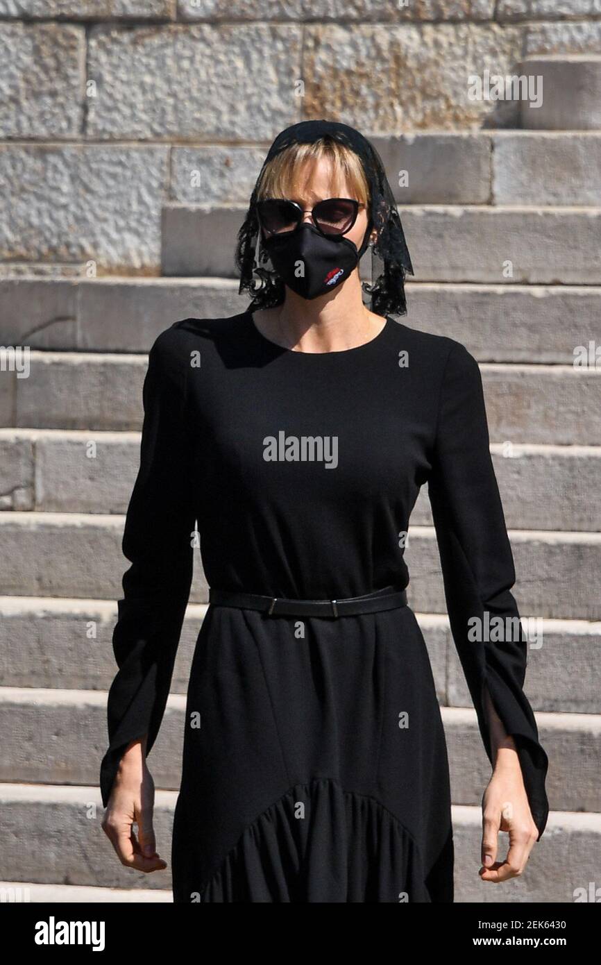 Princess Charlene of Monaco, attend the funeral ceremony of Countess ...
