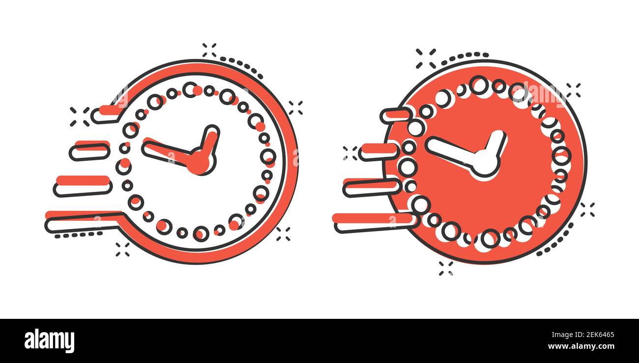 Clock icon in comic style. Watch cartoon vector illustration on white ...