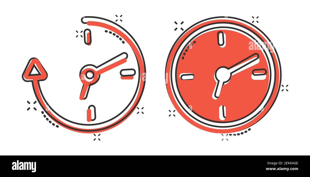 Clock icon in comic style. Watch cartoon vector illustration on white ...