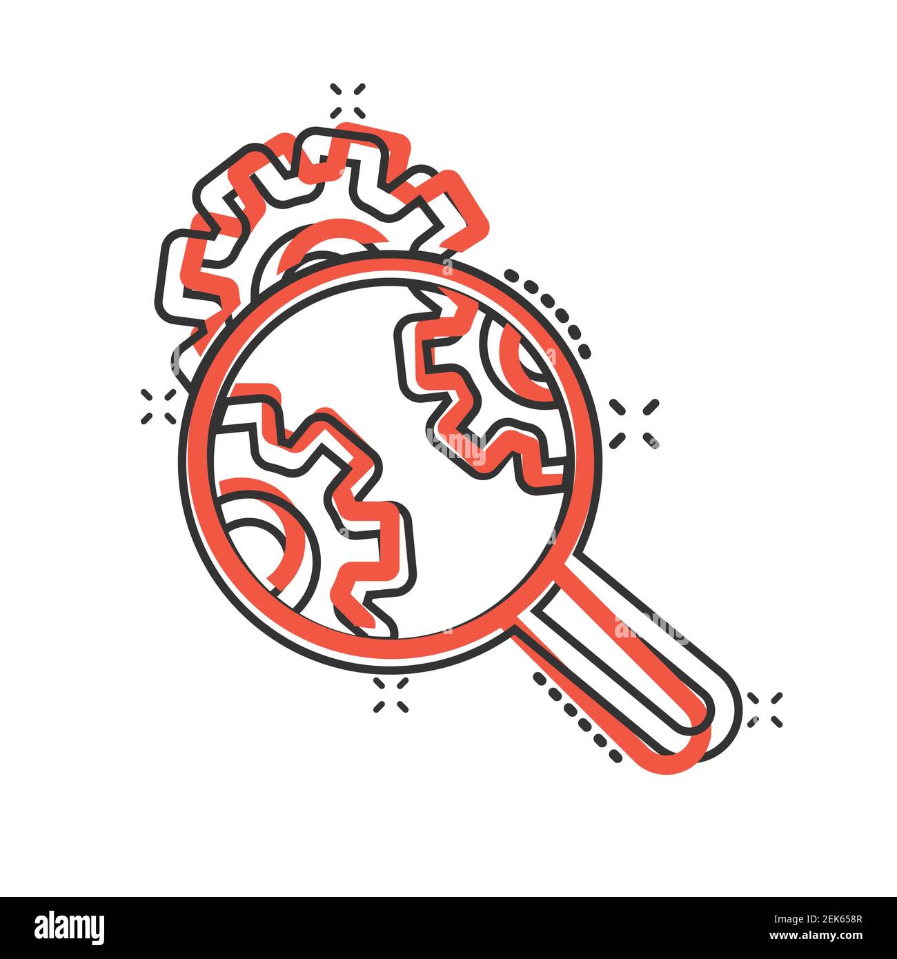 Loupe gear icon in Stock Vector Images - Alamy