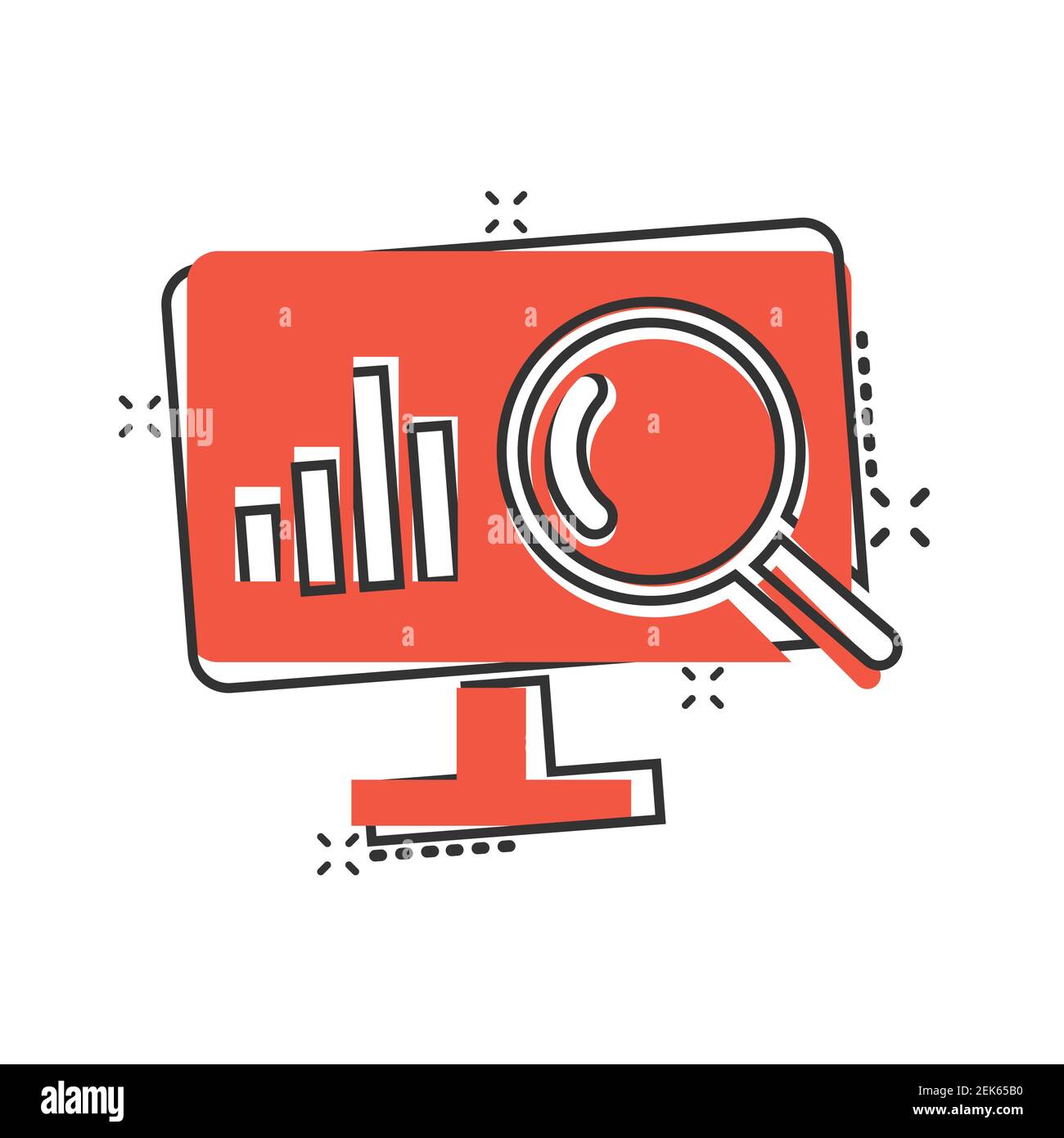 Website analytics icon in comic style. SEO data cartoon vector ...